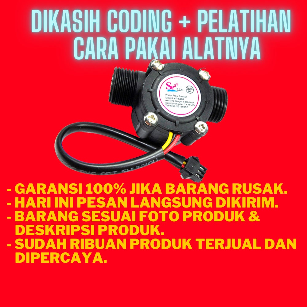 Jual Water flow sensor aliran air arduino uno r3 nano mega kit motor dc ...