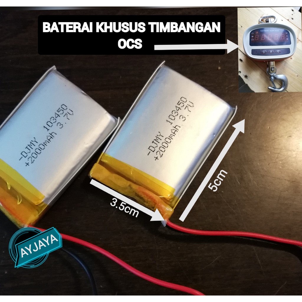 Jual Baterai 103450 3.7v 2000mAh Khusus Untuk Timbangan OCS 1 set | Shopee Indonesia
