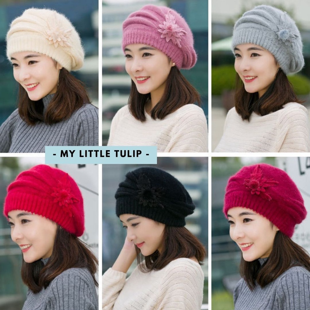 Jual Topi Wanita Musim Dingin Hangat Topi Ibu Velvet Topi Bulu Wool ...