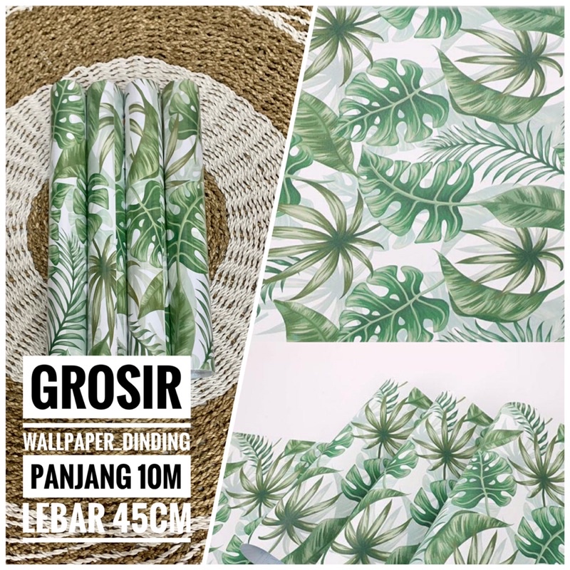 Jual GROSIR WALLPAPER STICKER DINDING MOTIF DAUN UK PANJANG 10M X LEBAR ...