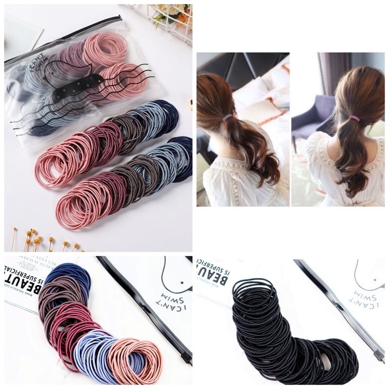 Jual KARET IKAT RAMBUT WANITA KOREA STYLE (isi 100) | Shopee Indonesia