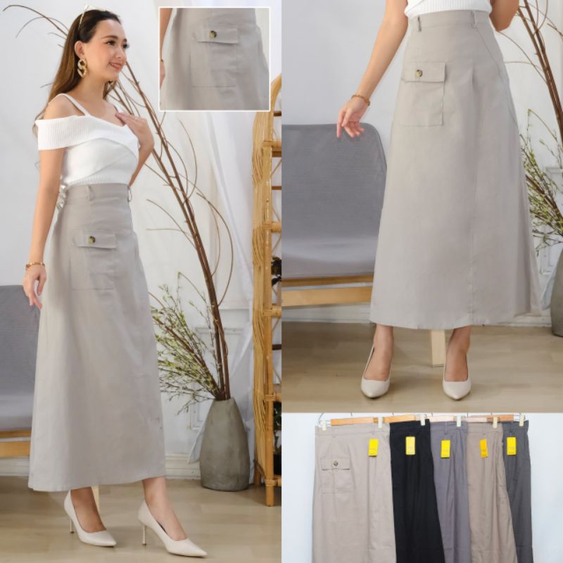 Jual Rok Panjang Katun Stretch Rok Muslimah Rok Casual | Shopee Indonesia