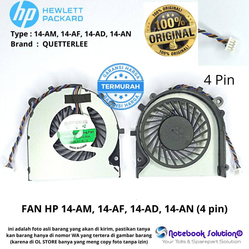 Jual Cooling Fan Kipas Laptop Hp 14-AM 14-AF 14-AD 14-AN ( 4 Pin ...