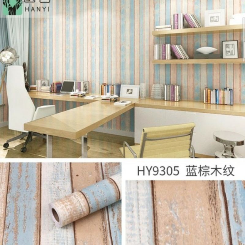 Jual Wallpaper Dinding Kayu Sticker Dinding Kayu Coklat Biru Putih ...