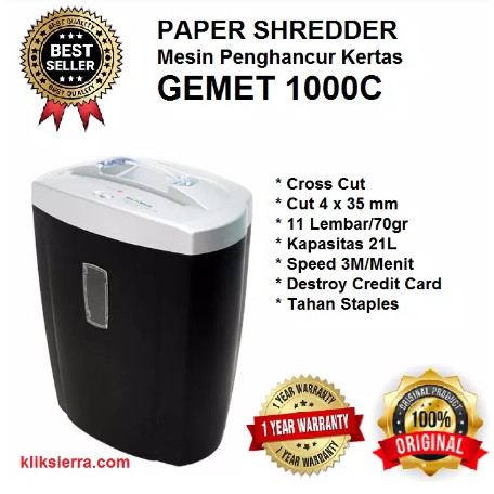 Jual GEMET 1000C Mesin Penghancur Kertas | Paper Shredder GEMET 1000 C ...