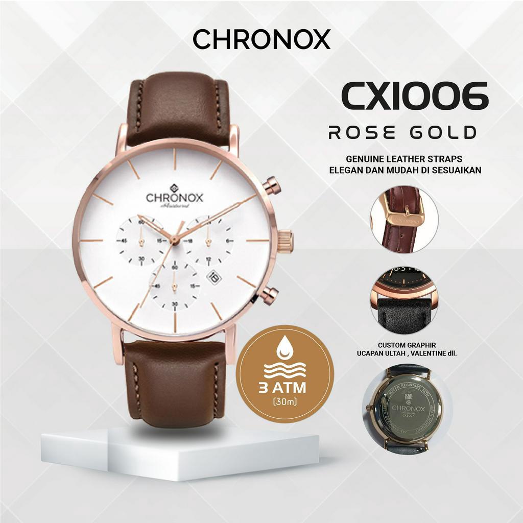 Jual CHRONOX Jam Tangan Pria Kulit Analog - CX1006 EVERLAST | Shopee Indonesia