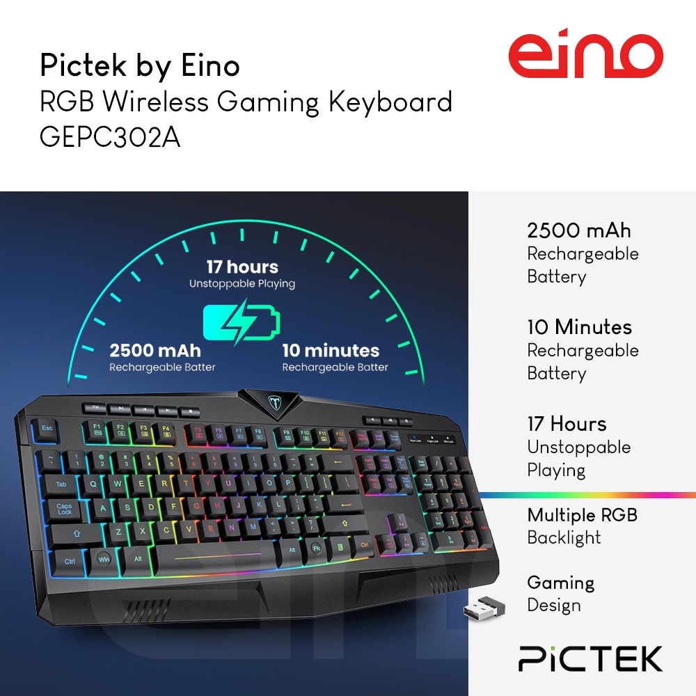Jual Pictek by EINO RGB Wireless Gaming Keyboard - GEPC302A ...