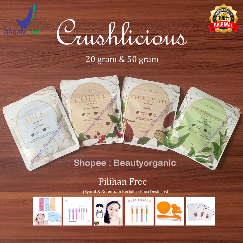 Jual [FREE GIFT] New Packaging BPOM Masker Crushlicious 20 gram dan ...