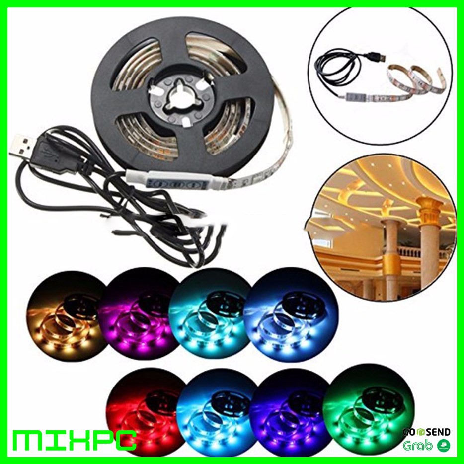 Jual Lampu Strip LED 5050 RGB 2M with USB Controller 5V | Shopee Indonesia