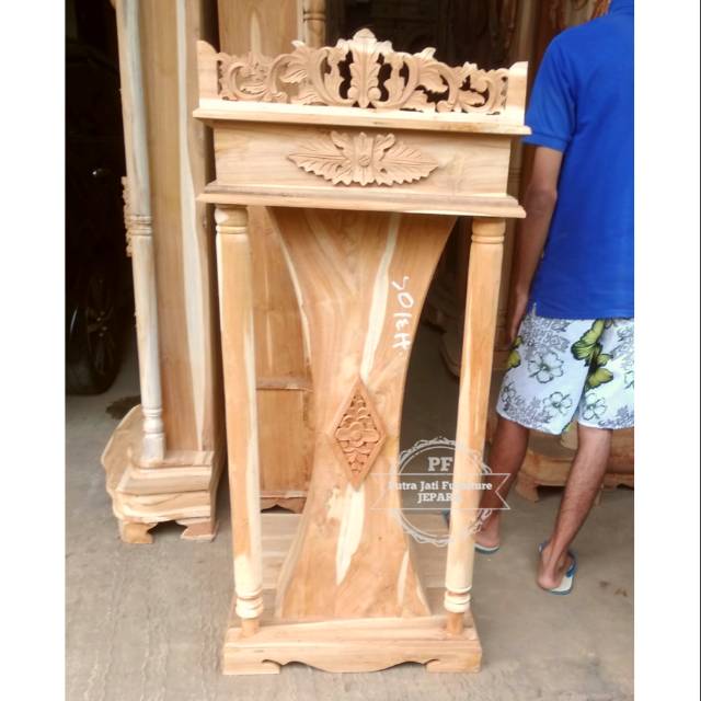 Jual Meja Mimbar Khotbah Ukir Kayu Jati, Mimbar Podium Masjid/ Kantor ...