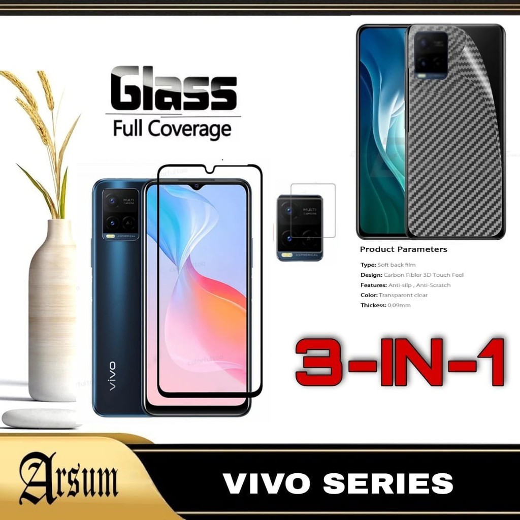 Jual Tempered Glass Layar Hp Vivo Y21, Y21s,Y33s + Garskin Skin Carbon + Camera ( Full Lem Full ...