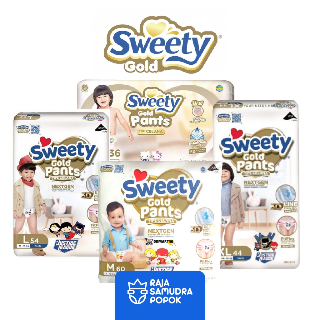 Jual SWEETY GOLD PANTS ( NB52 Tape, S50 Tape, S66, M60, L54, XL44 ...