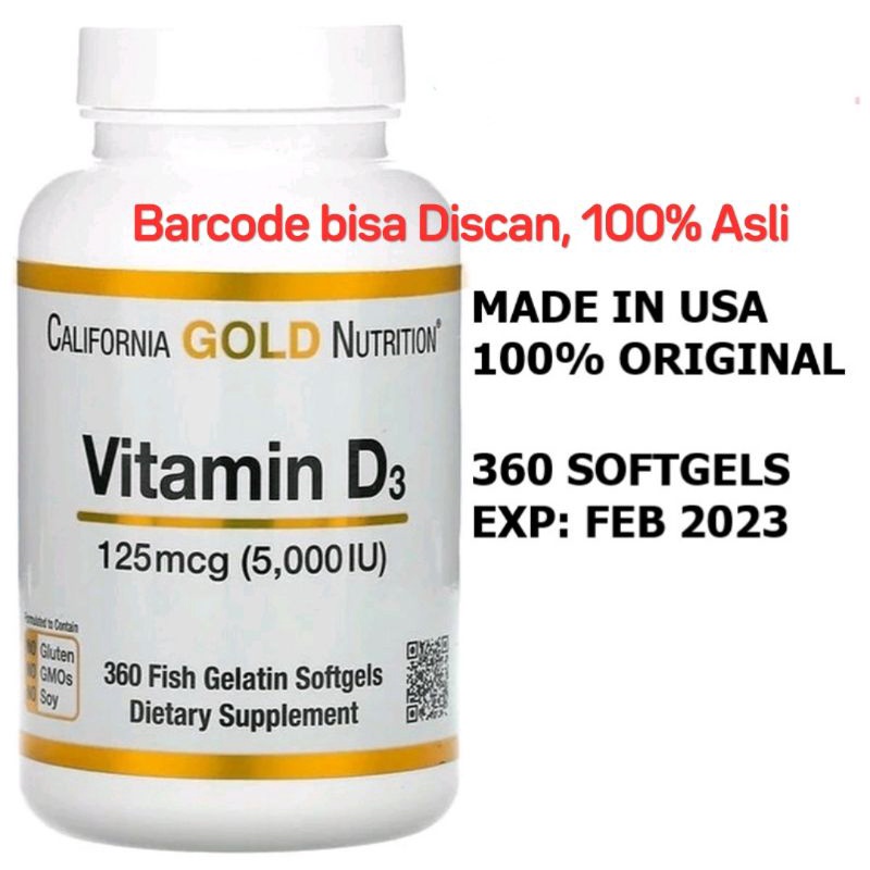 Jual California Gold Nutrition vitamin D3 125 mcg 5000 IU CGN vitamin ...