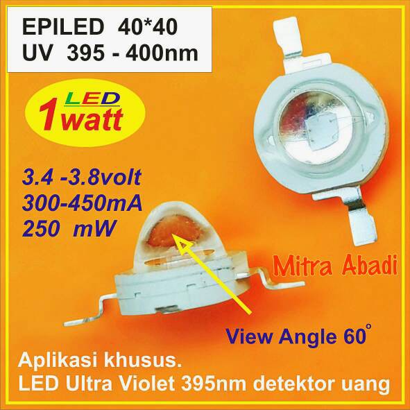 Jual HPL 1W Epiled UV Money Detector 395-400 NM 300-450 mA Sudut 60 ...