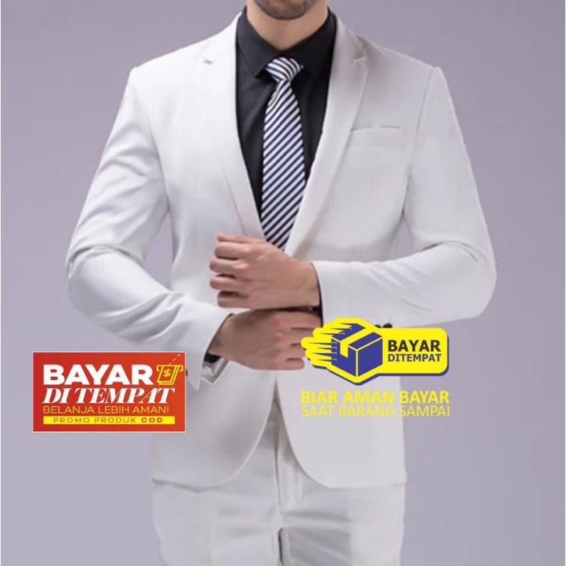 Jual Jas Full putih / Jas pria putih / Jas formal putih / Jas putih ...