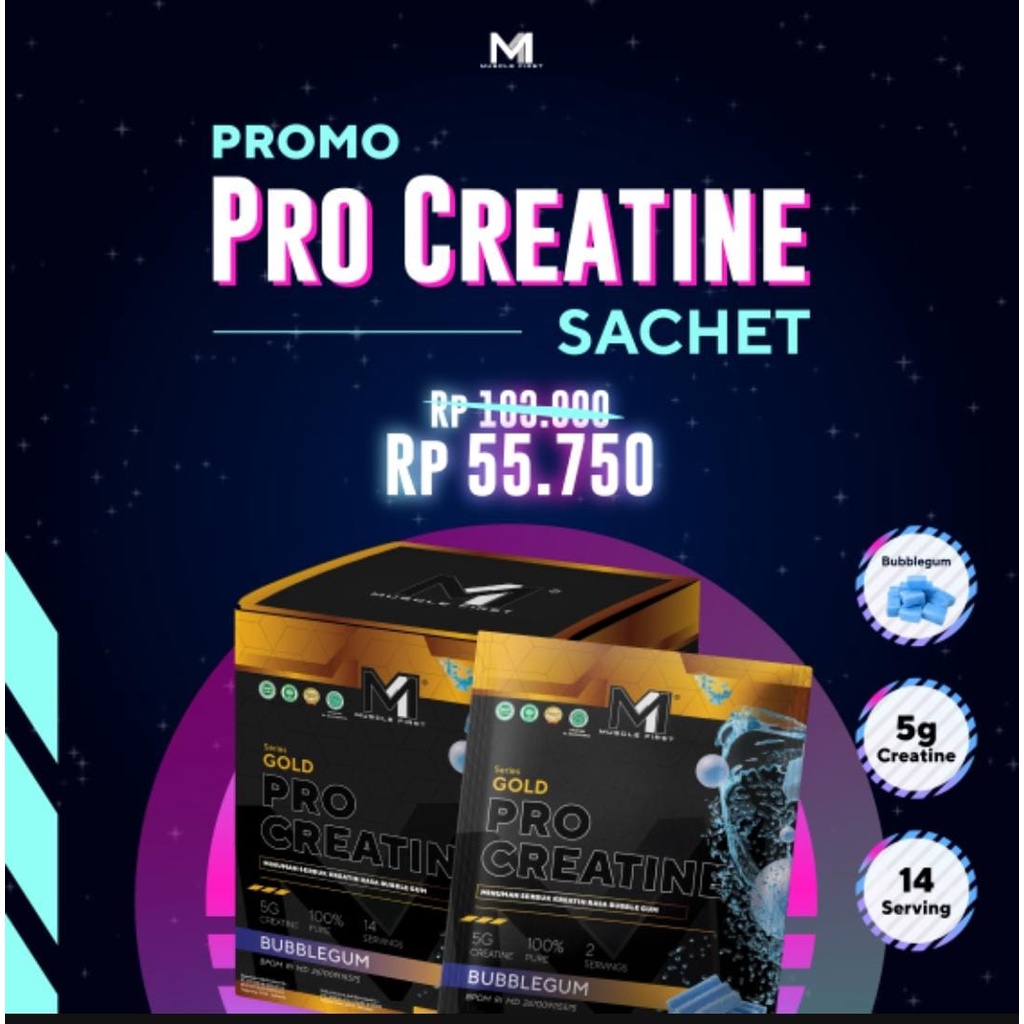 Jual M1 Pro Creatine Monohydrate 1 box isi 7 sachet 7 servings Muscle ...