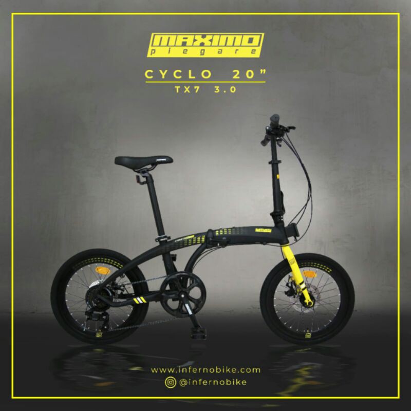 Jual NEW Sepeda Lipat Maximo Cyclo 20 inchi 7 Speed original Tx7 3.0 ...