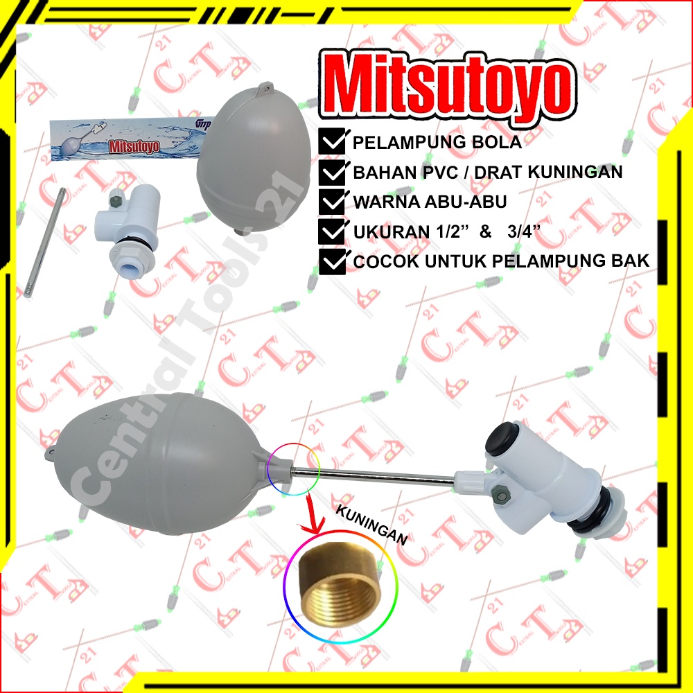 Jual Pelampung Bak Air Tandon PVC Floating Valve 1/2" 3/4" Mitsutoyo ...