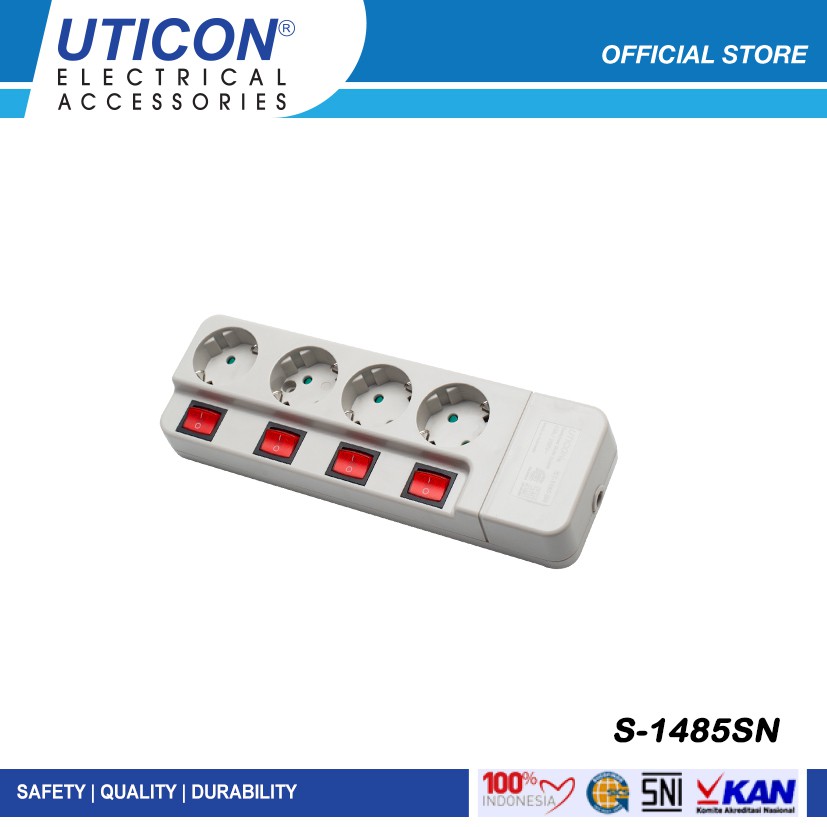 Jual Uticon ST-1485SN Stop Kontak 4 Lubang + Saklar | Shopee Indonesia
