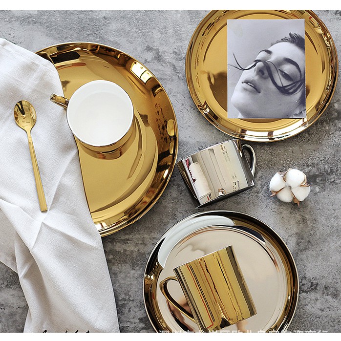 Jual Ceramic gold plated silver plating piring makan | Shopee Indonesia