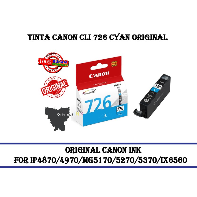 Jual TINTA CANON Cli 726 CYAN INK ORIGINAL | Shopee Indonesia