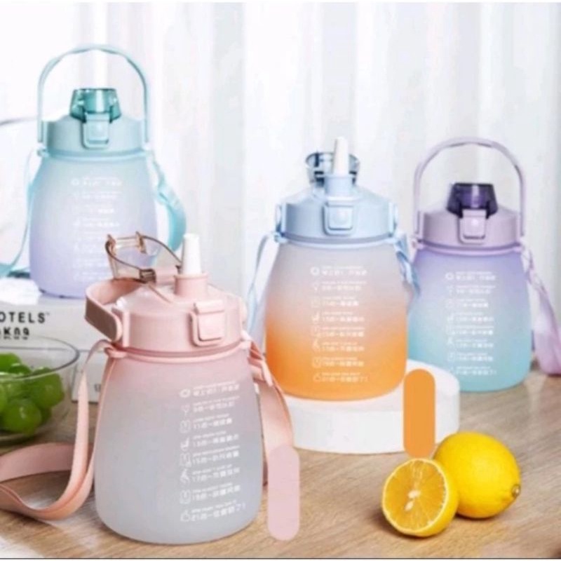 Jual Botol Minum Gemoy/Botol Gendut/Botol Minum Viral 1200ml FREE Tali ...