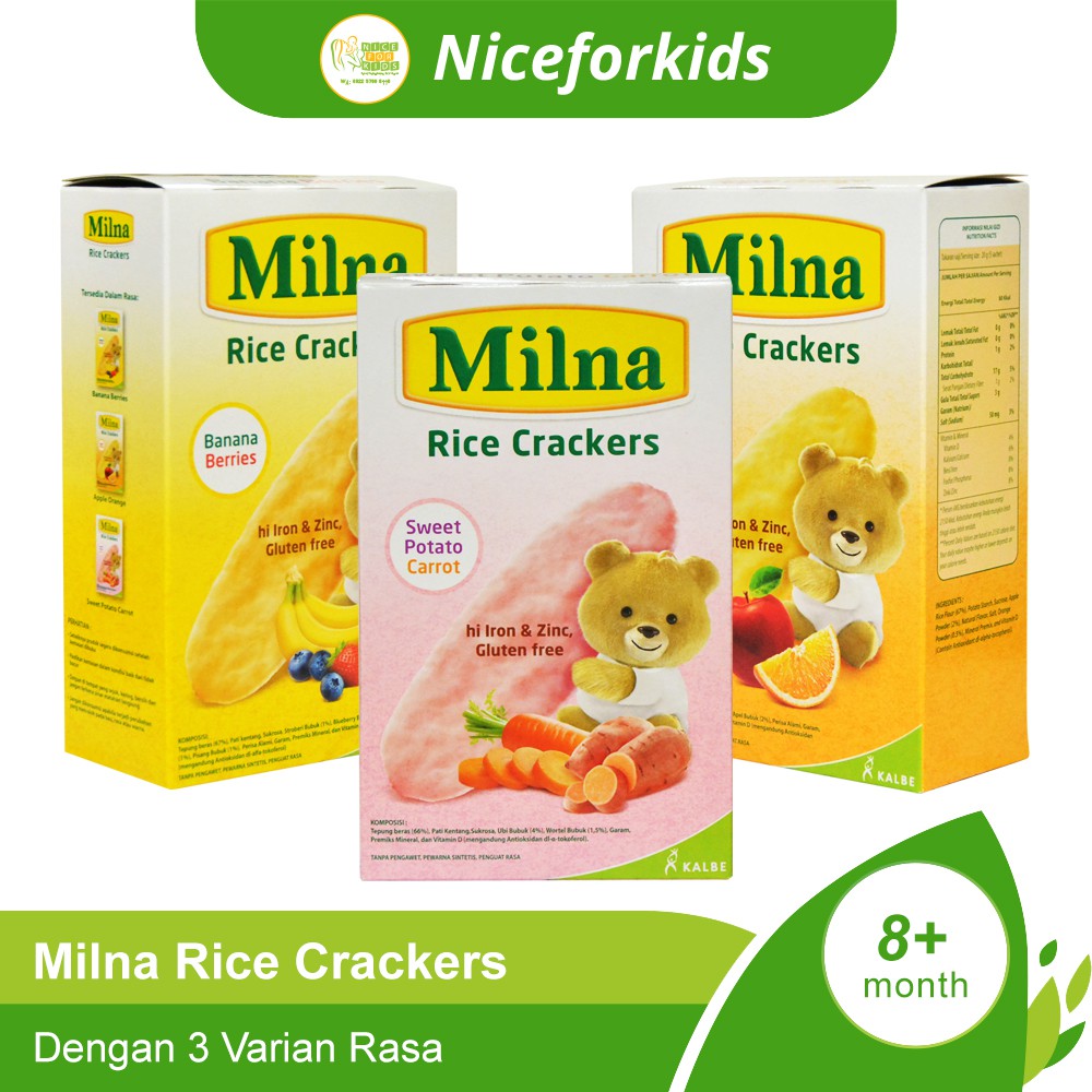 Jual Biscuit Milna Rice Cracker 20 gr Snack Milna Crackers Camilan Bayi ...