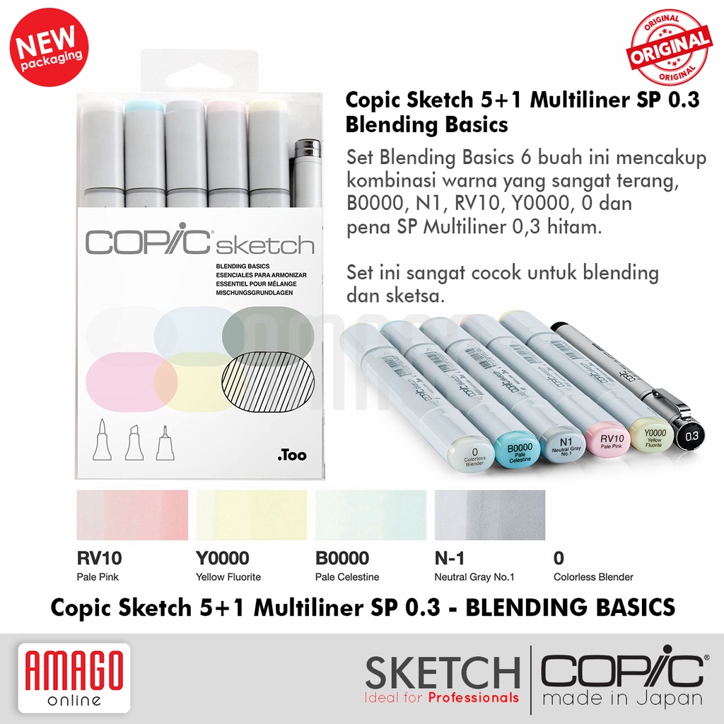 Jual COPIC Sketch Marker - Set 5 Sketch + 1 Multiliner - Blending ...