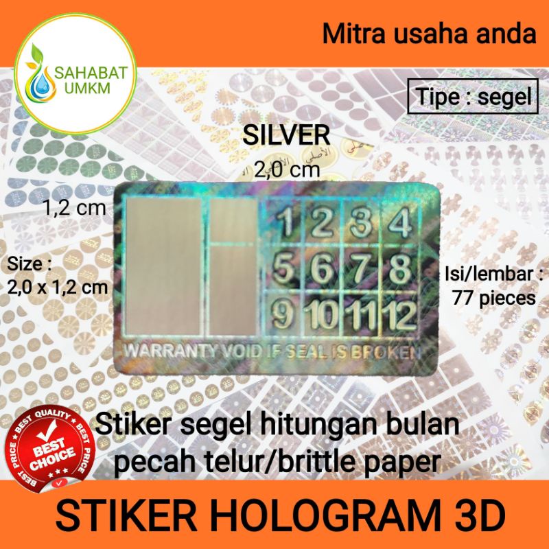 Jual STIKER HOLOGRAM GARANSI PECAH TELUR HITUNGAN BULAN 2,0x1,2cm ...