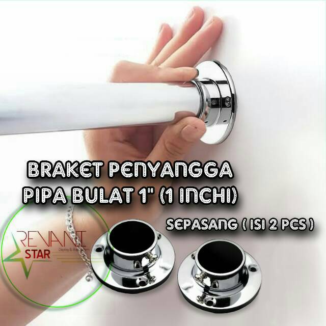 Jual Sepasang Braket tembok penyangga pipa bulat 1 inchi bracket topi ...