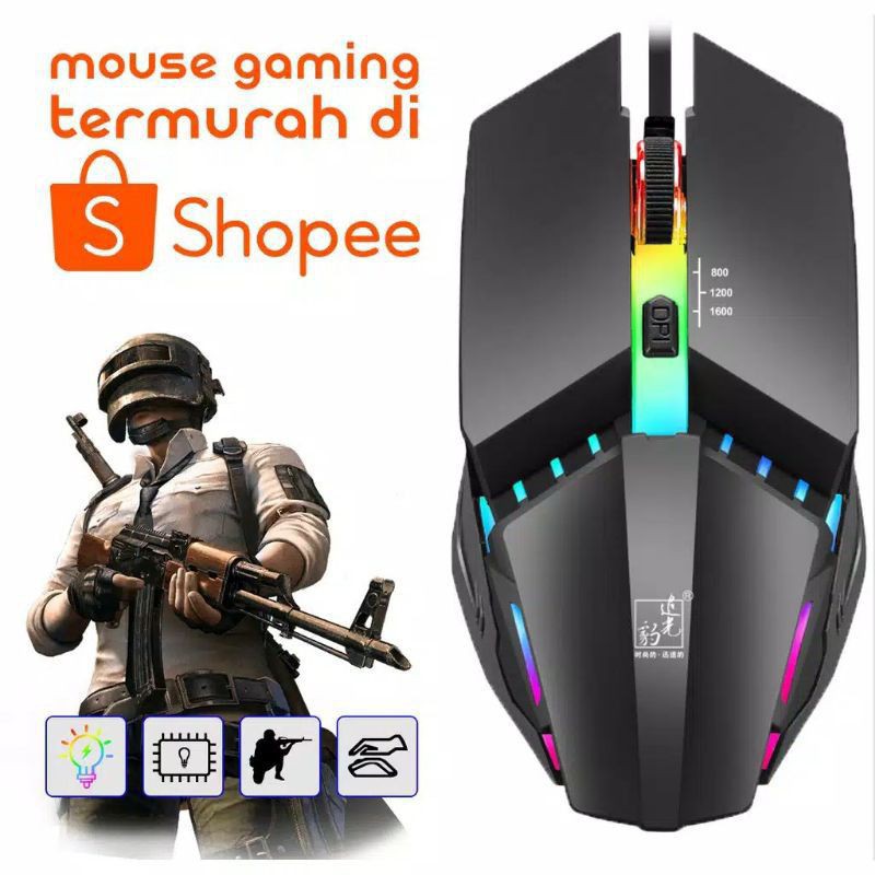 Jual [ SKS ] COD MOUSE GAMING LED KABEL WIRED USB MURAH RGB LEOPARD X3 TERMURAH | Shopee Indonesia