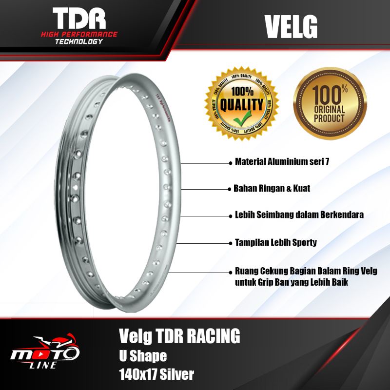 Jual velg tdr racing u shape 140-17 silver | Shopee Indonesia