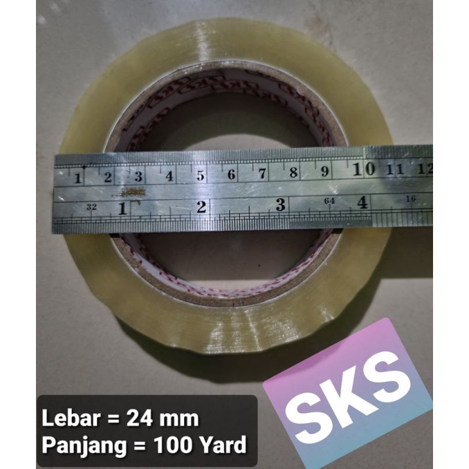 Jual Isolasi Lakban TANGGUNG Bening Ukuran 100 Yard 24 mm Solasi Bening ...