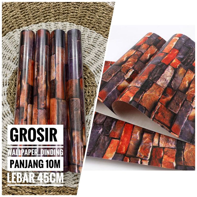 Jual Grosir Wallpaper Sticker Dinding Motif Batu Alam Uk Panjang 10m X
