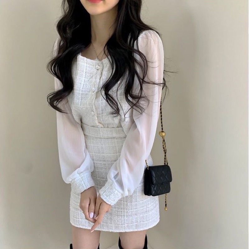 Jual Geca Set (Korean Tweed One Set Import) | Shopee Indonesia