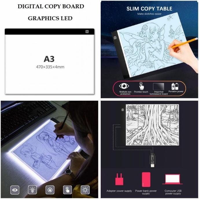 Jual Graphics LED Drawing Board A3 Size Dimming Backlight Papan Gambar ...