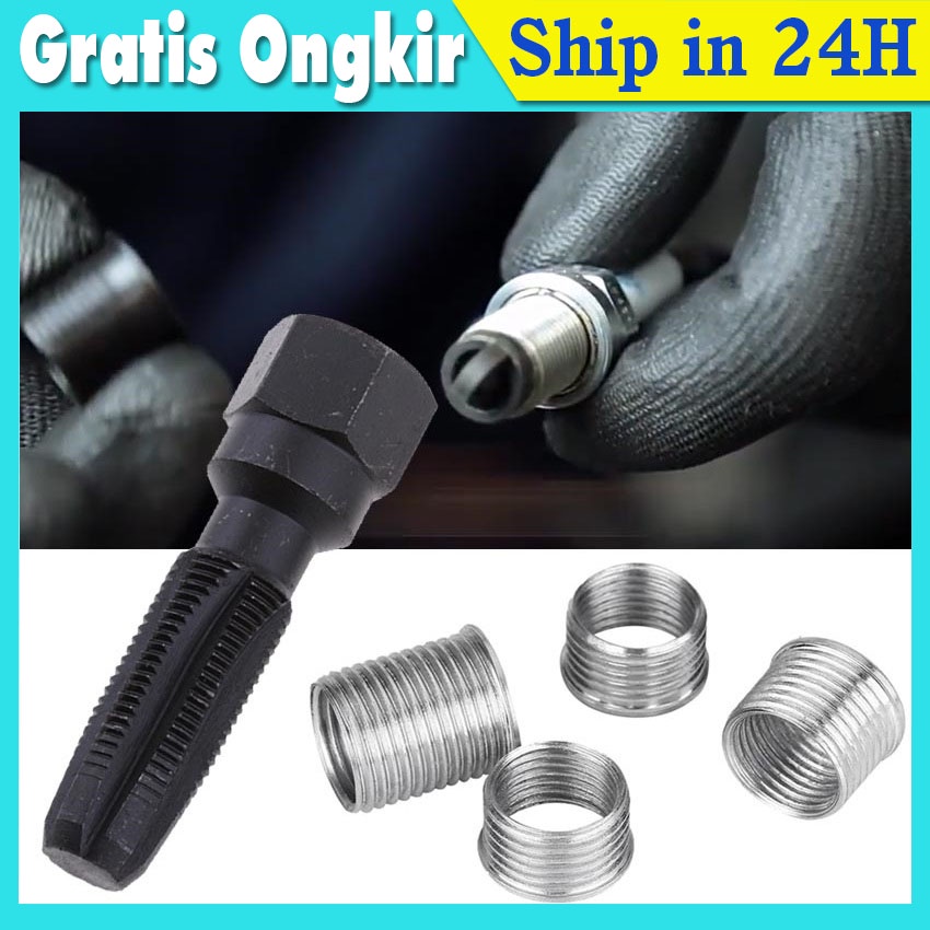 Jual 14mm Spark Plug Thread Repair Kit Tool Kit Reamer Tap M14x1.25 ...