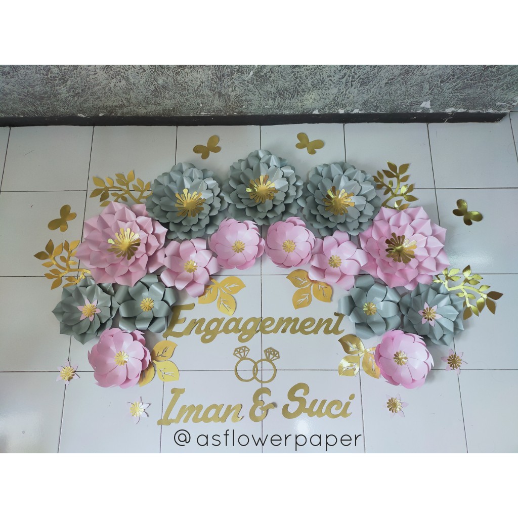 Jual Paper Flower Engagement set lengkap lamaran wedding dekorasi bunga ...
