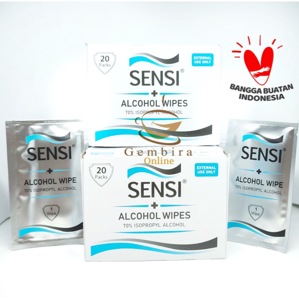 Jual Sensi Wipes Tisu Alkohol 70% Isopropyl Alcohol Isi 20 Pcs/Box ...