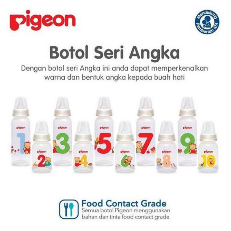 Jual Pigeon Botol 120 ml 240 ml Standard Peristaltic Plus Angka Animal | Shopee Indonesia
