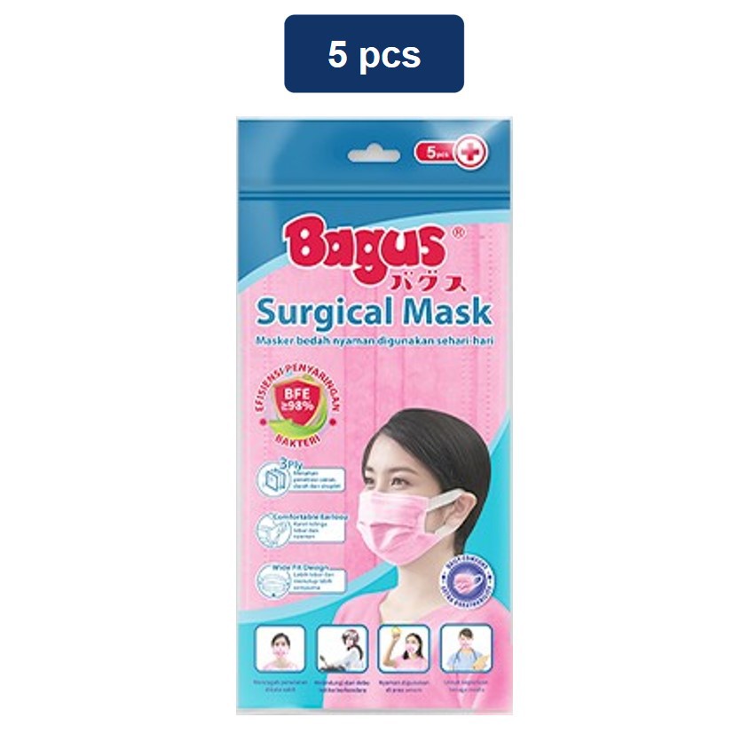 Jual Bagus Masker Medis Pink 5 pcs | Shopee Indonesia