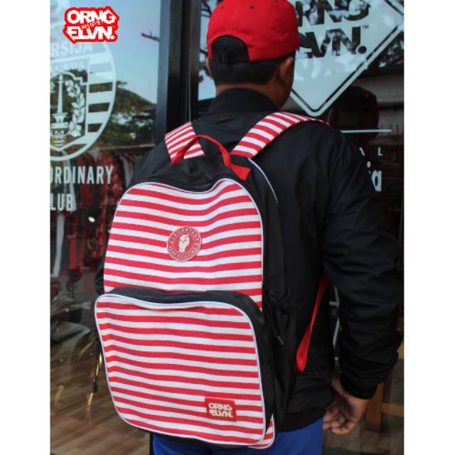 Jual Backpack Stripes (Red White) | Shopee Indonesia