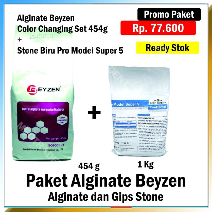 Jual Paket Alginate Beyzen Color Changing Set dan Gips Stone Biru 5 ...