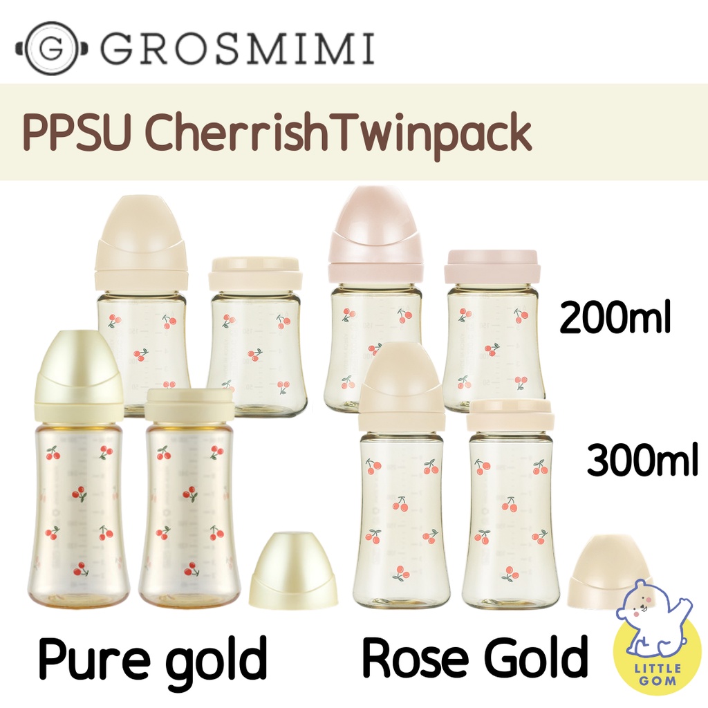 Jual Grosmimi PPSU Cherrish Feeding bottle twinpack (without nipple) | Shopee Indonesia