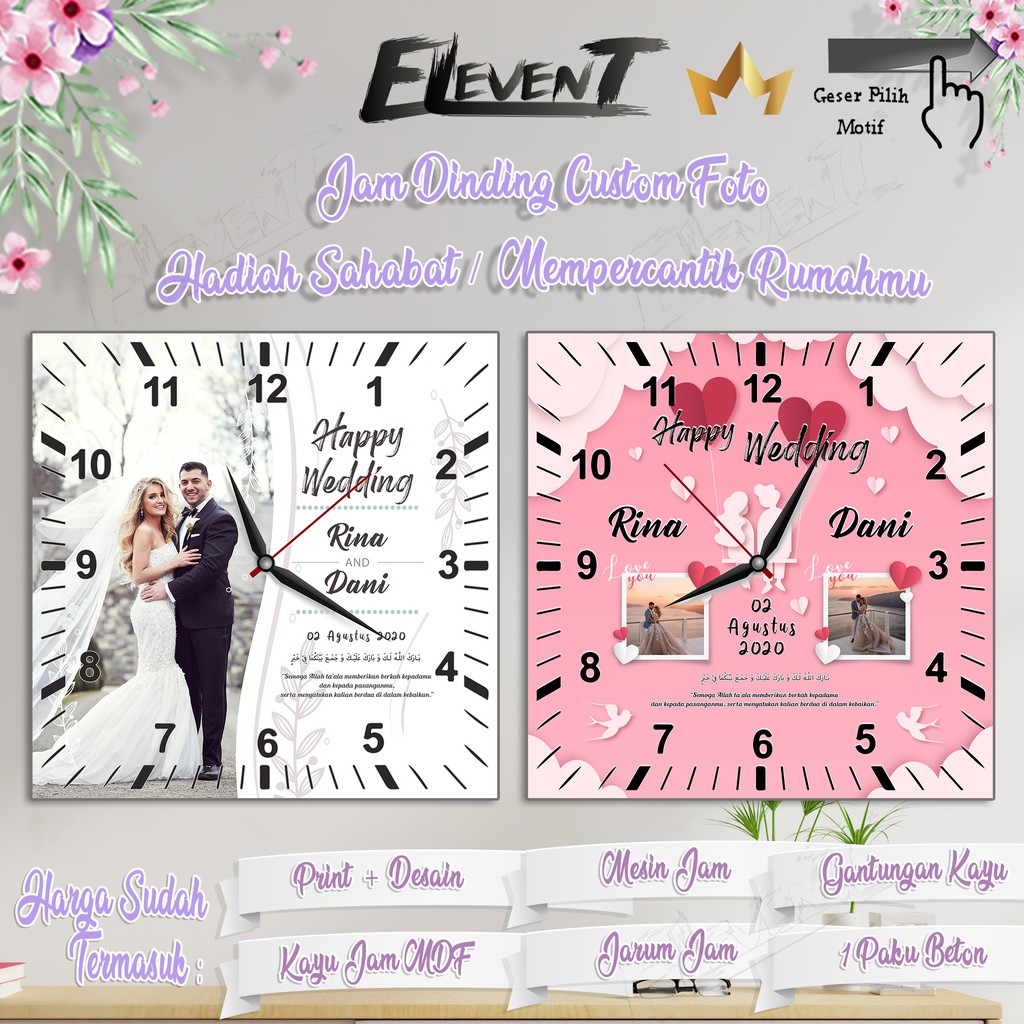 Jual Promo Hadiah Unik Custom Foto Jam 30cm Kado Pernikahan Wedding ...