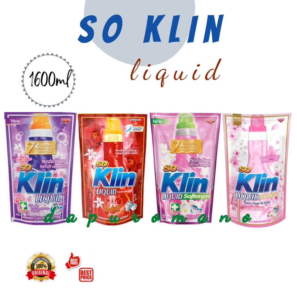 Jual SoKlin Liquid Deterjen Cair 1600 ML | Shopee Indonesia
