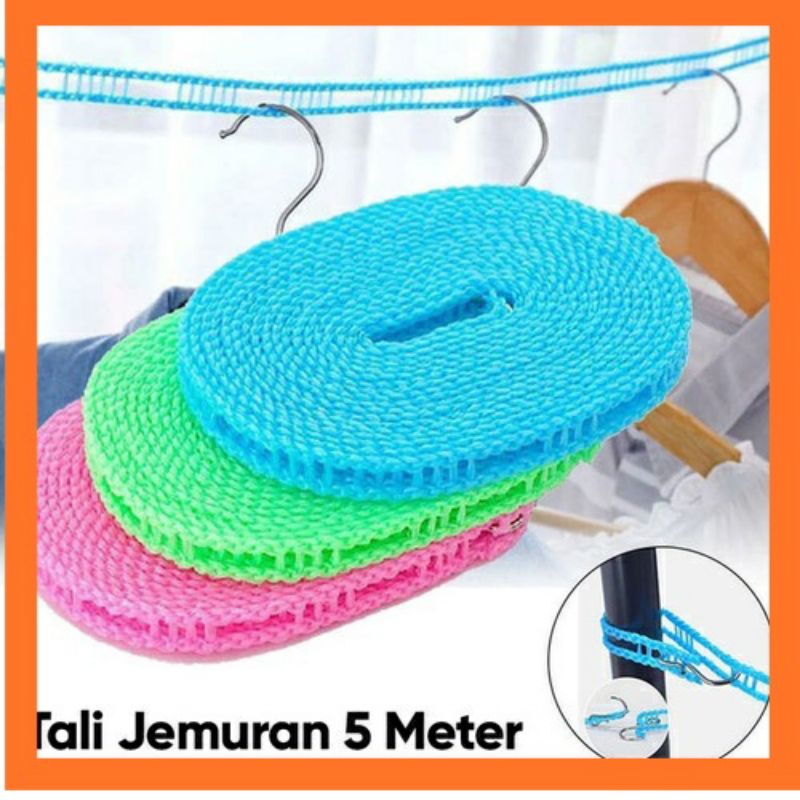 Jual Tali Jemuran 5 Meter Clothes Line Tali Gantungan Baju | Shopee ...