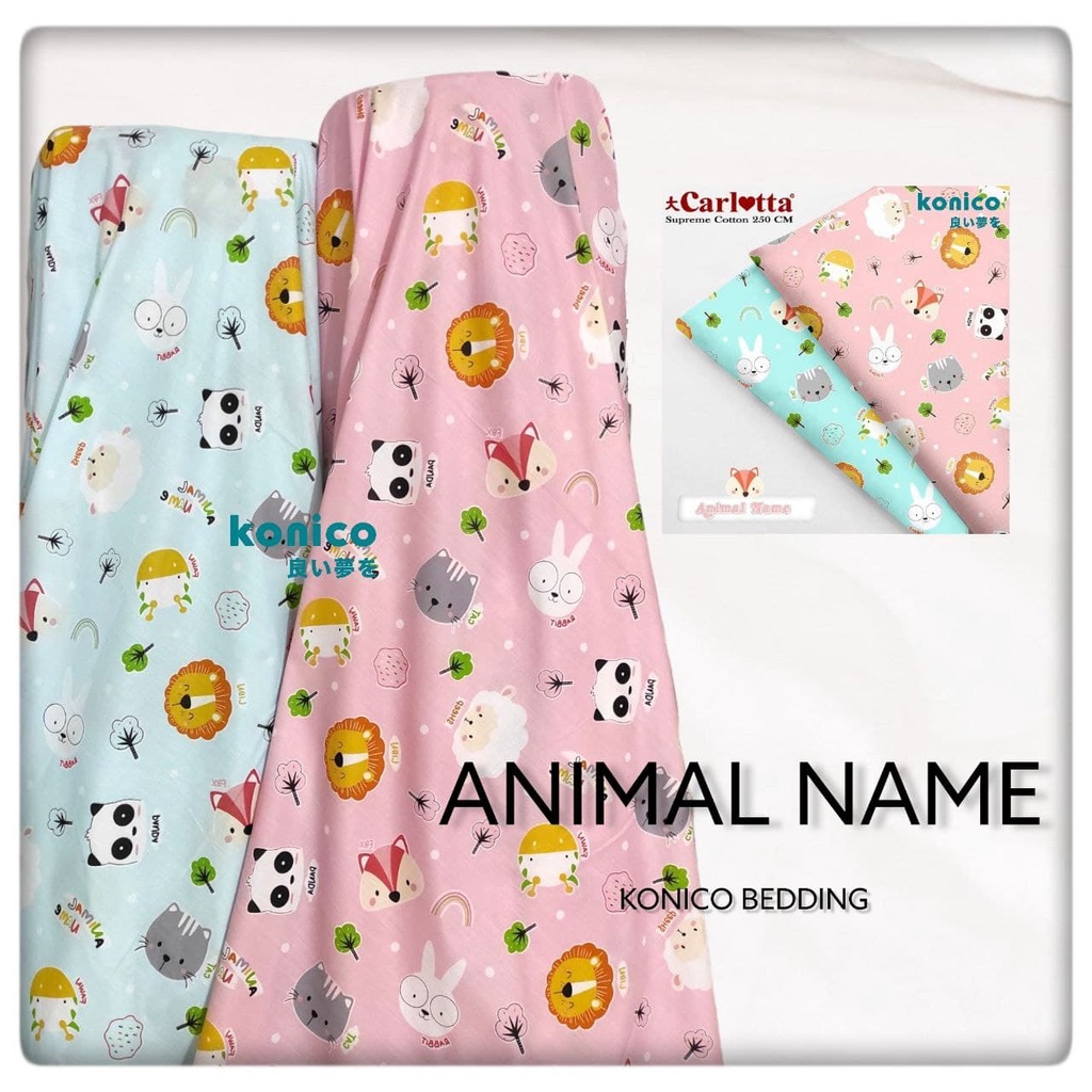Jual KONICO Bahan Kain Sprei katun Motif tabur Anak ANIMAL NAME | ELBHE STAR CATRA GROW (METERAN ...