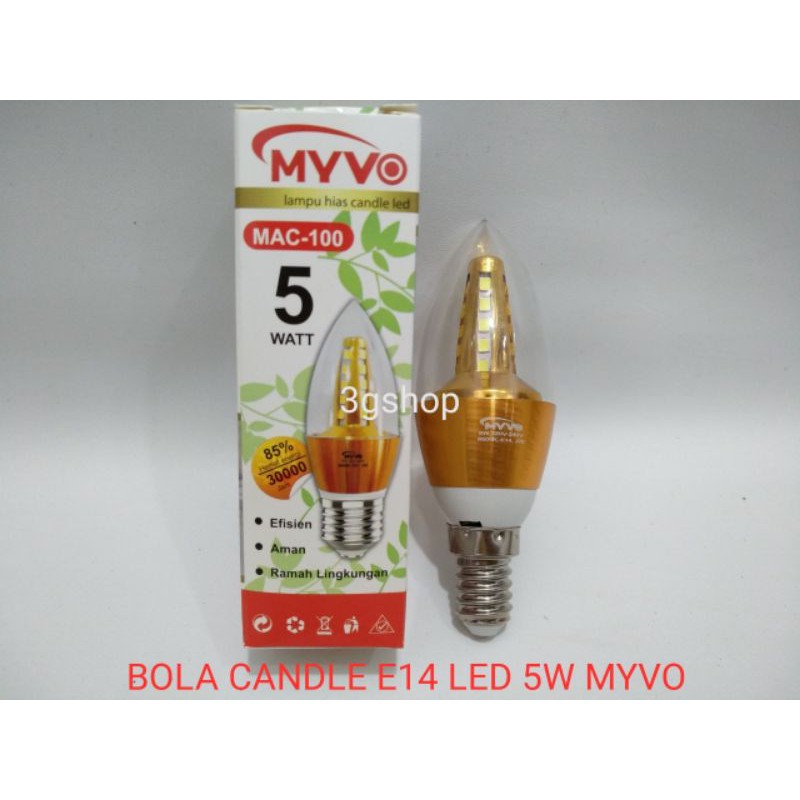 Jual BOLA LAMPU CANDLE LED E14/E27 5WATT MYVO | Shopee Indonesia