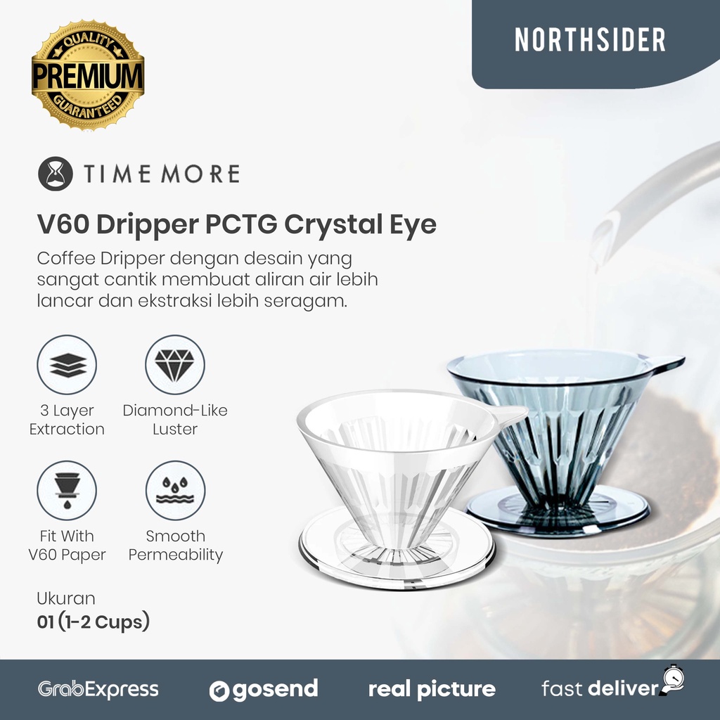 Jual Timemore coffee dripper kopi pctg crystal eye 01 | 1-2 cups ...